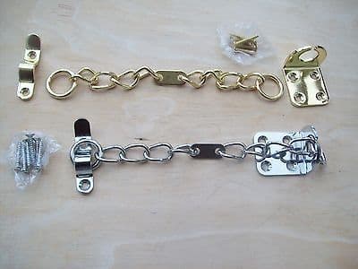 HEAVY DUTY SECURITY DOOR CHAIN GUARD POLISHED BRASS & CHROME