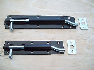 HEAVY DUTY STEEL BLACK CRANKED NECKED SLIDING DOOR GATE BOLTS LATCH LOCK