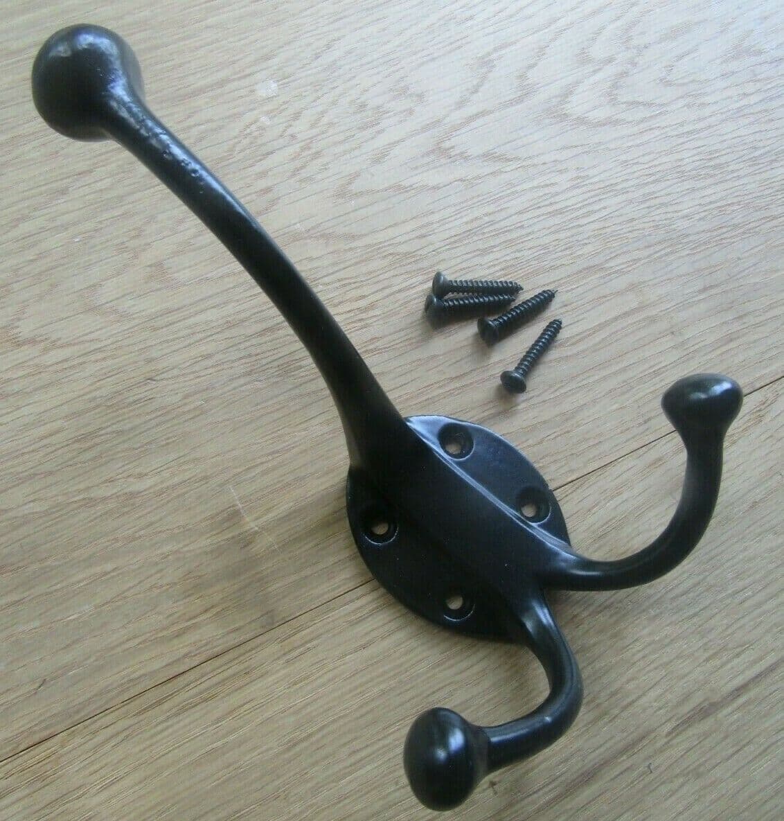 Large Jumbo Triple Coat Hook Black Antique
