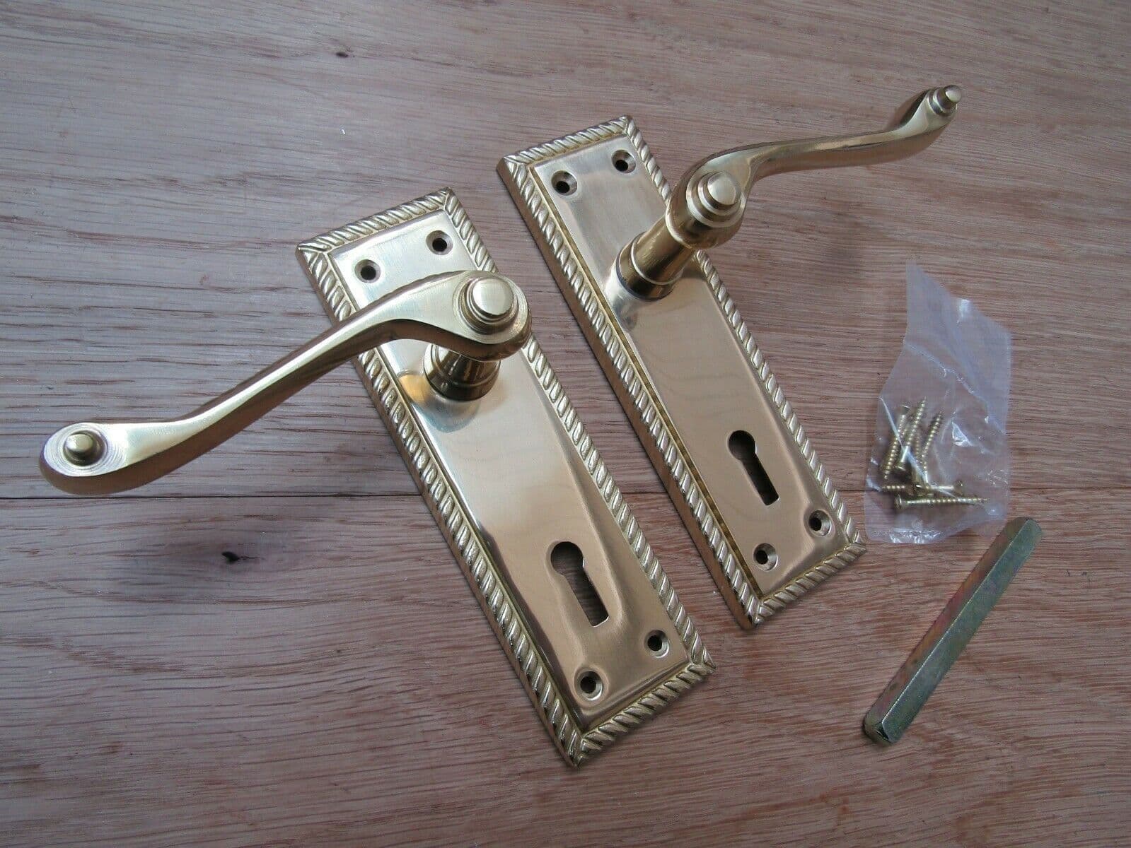 Lever Lock Door Handle Georgian Polished Brass