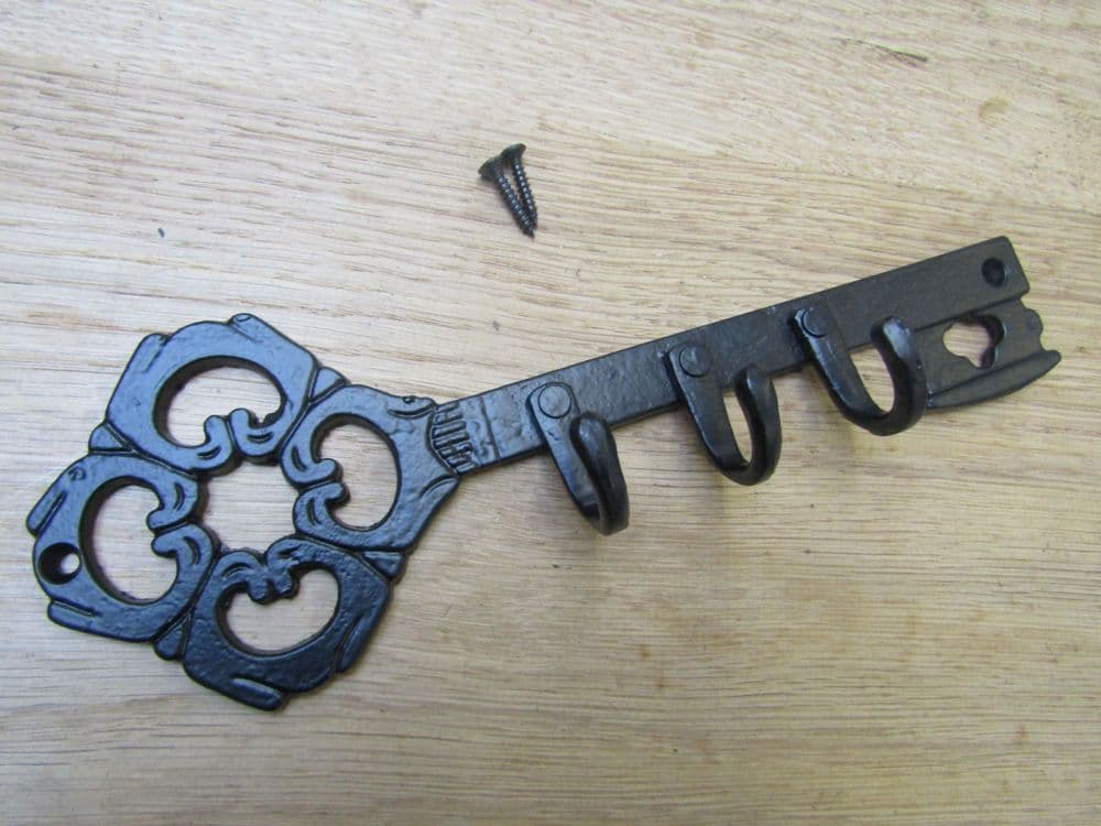 Ornate Cast Iron Key Hanger Black Antique