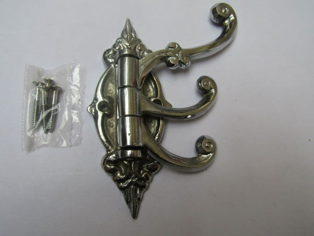 Ornate Swivel Arm Hook Chrome Plated