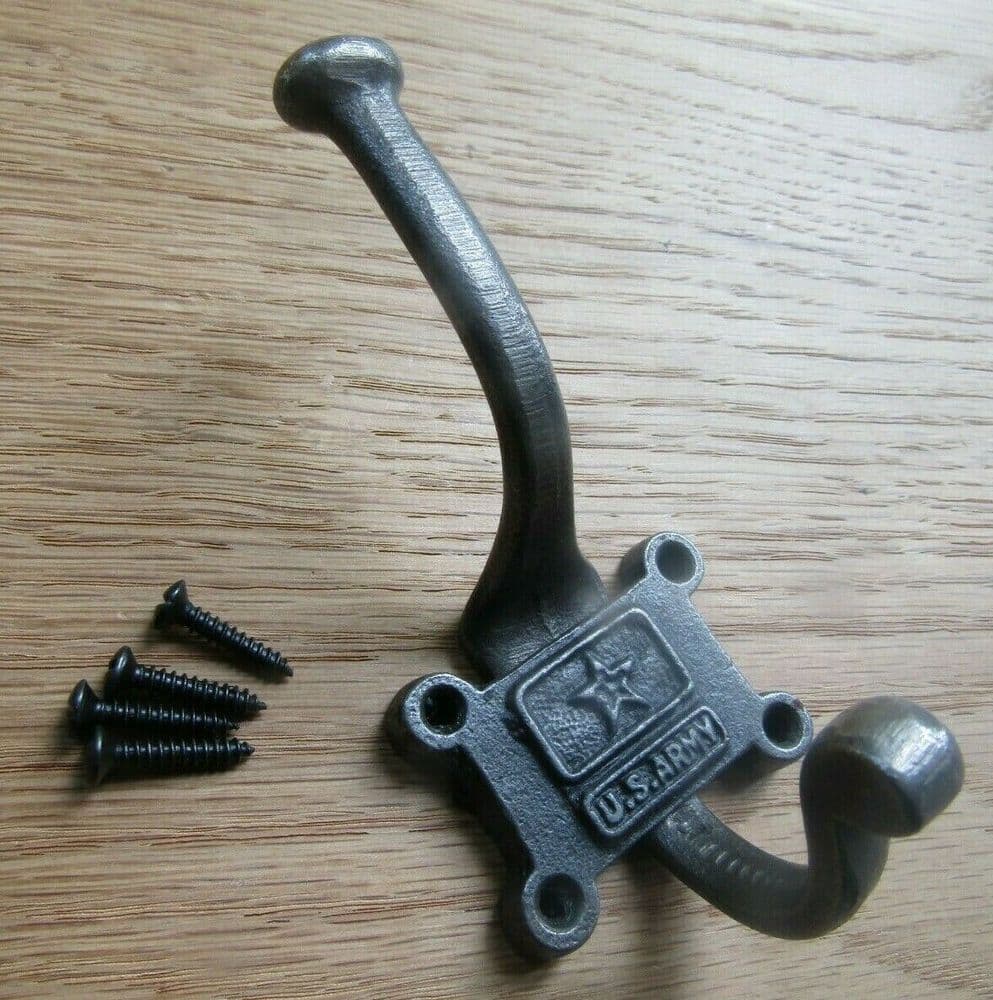 Pack Of 5 US Army Retro Hooks Antique Iron