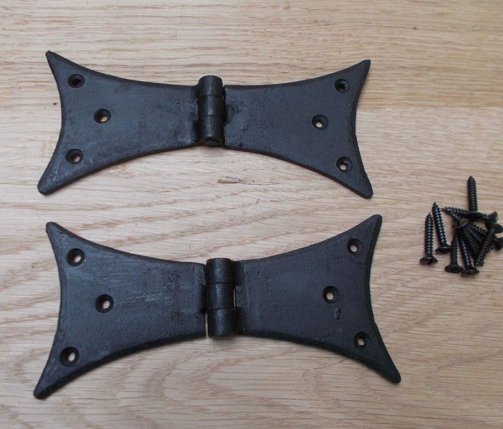 Pair Of 6" Hand Forged Gothic Bat Door Hinges