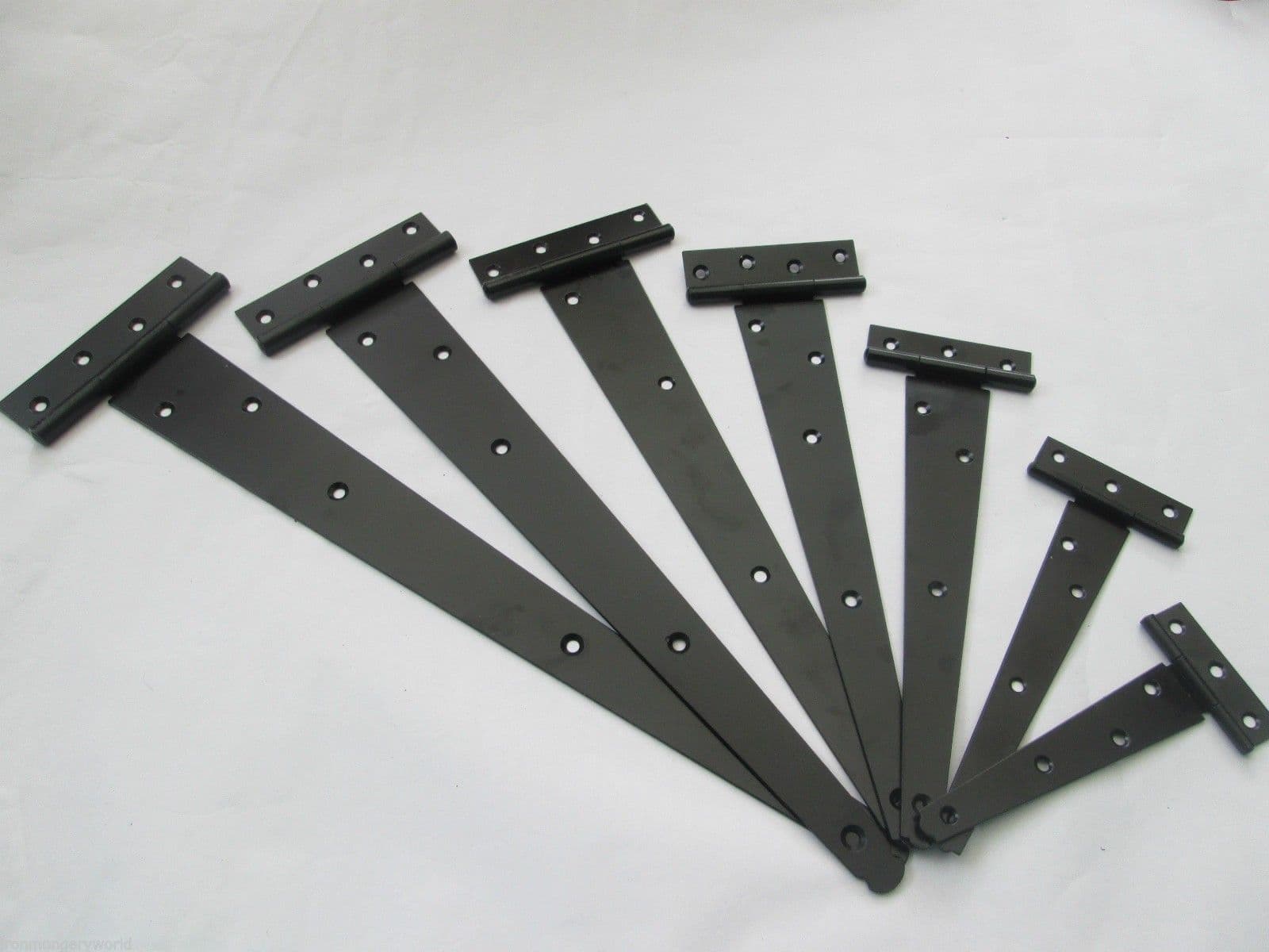 Pair Of Epoxy Black Powder Coated T-Hinges 12"