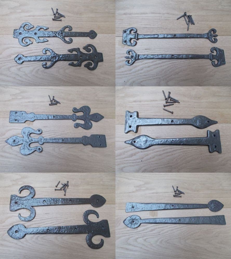 Pair Of Hinge Fronts Antique Iron 12" Leaf End