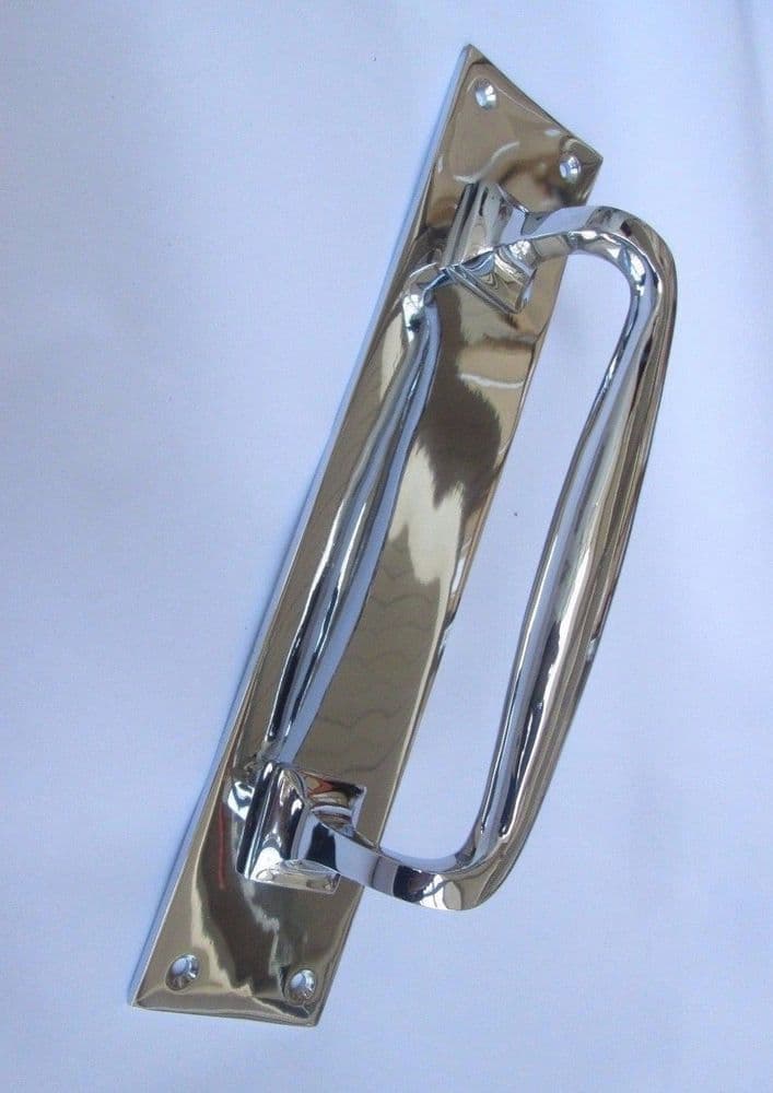 Plain Handle On Plate Cranked Polished Chrome 12"