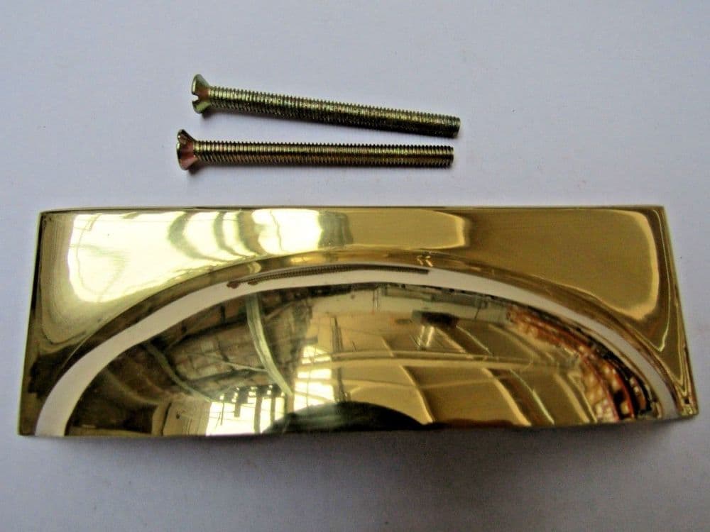 Rear Fix Rectangular Cup Pull Polished Brass