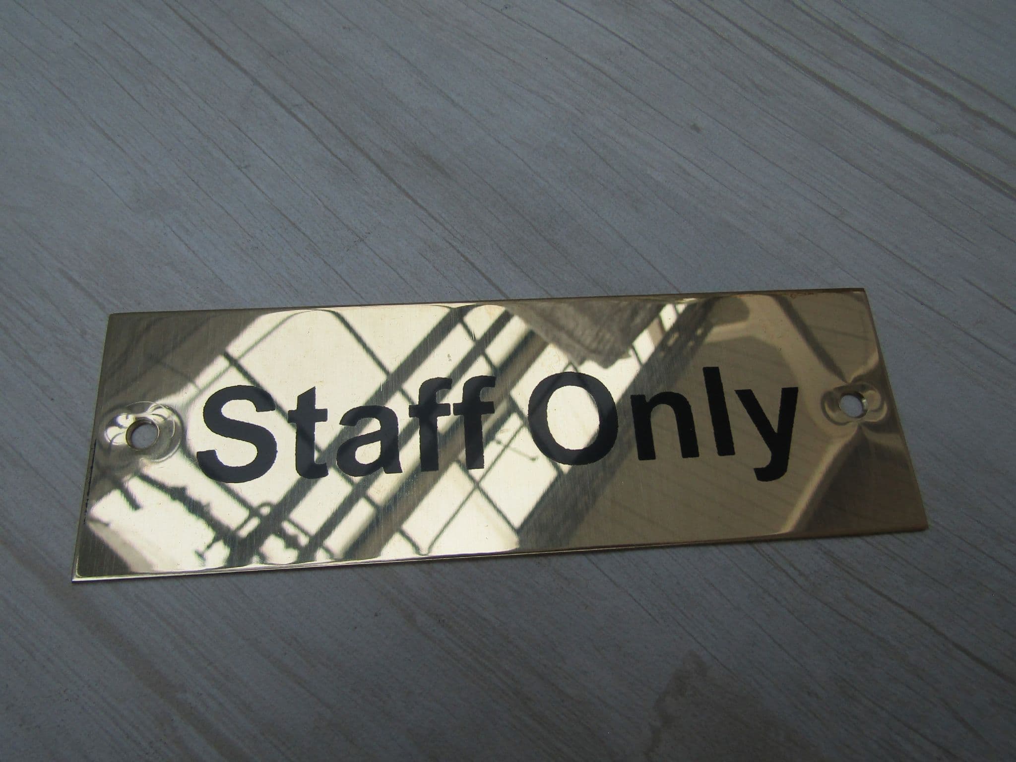 Rectangular Brass Staff Only Door Sign