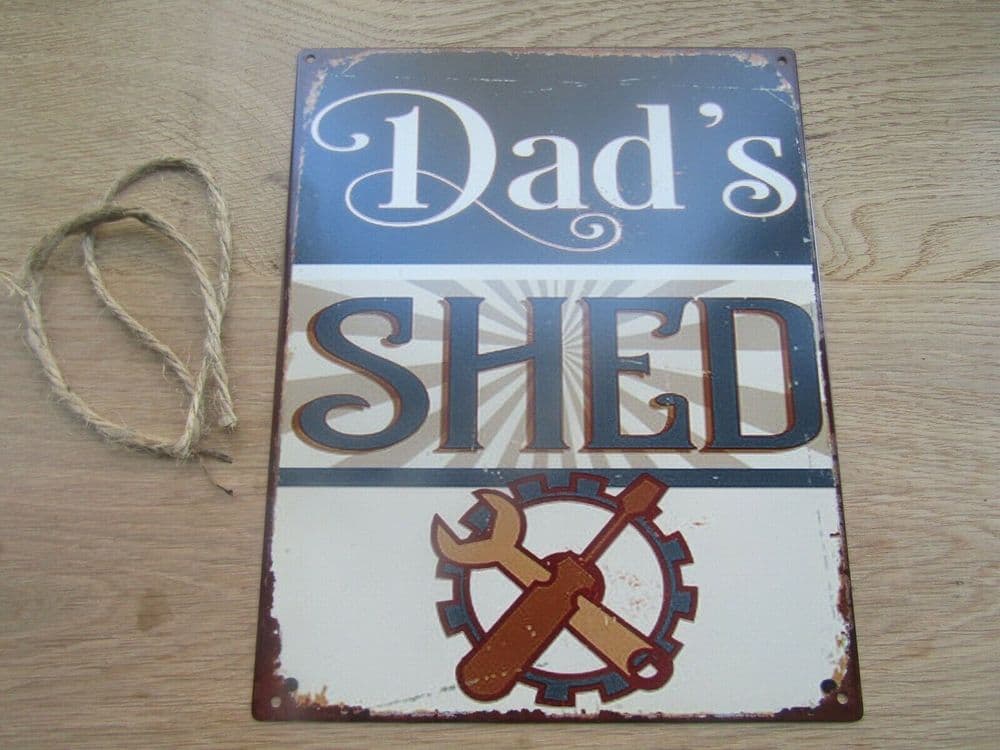 Rustic Steel Dads Shed Plaque
