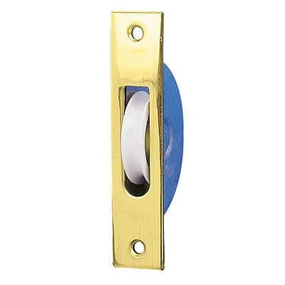 SINGLE AXLE ROLLER SASH WINDOW PULLEY POLISHED BRASS VICTORIAN STYLE ...
