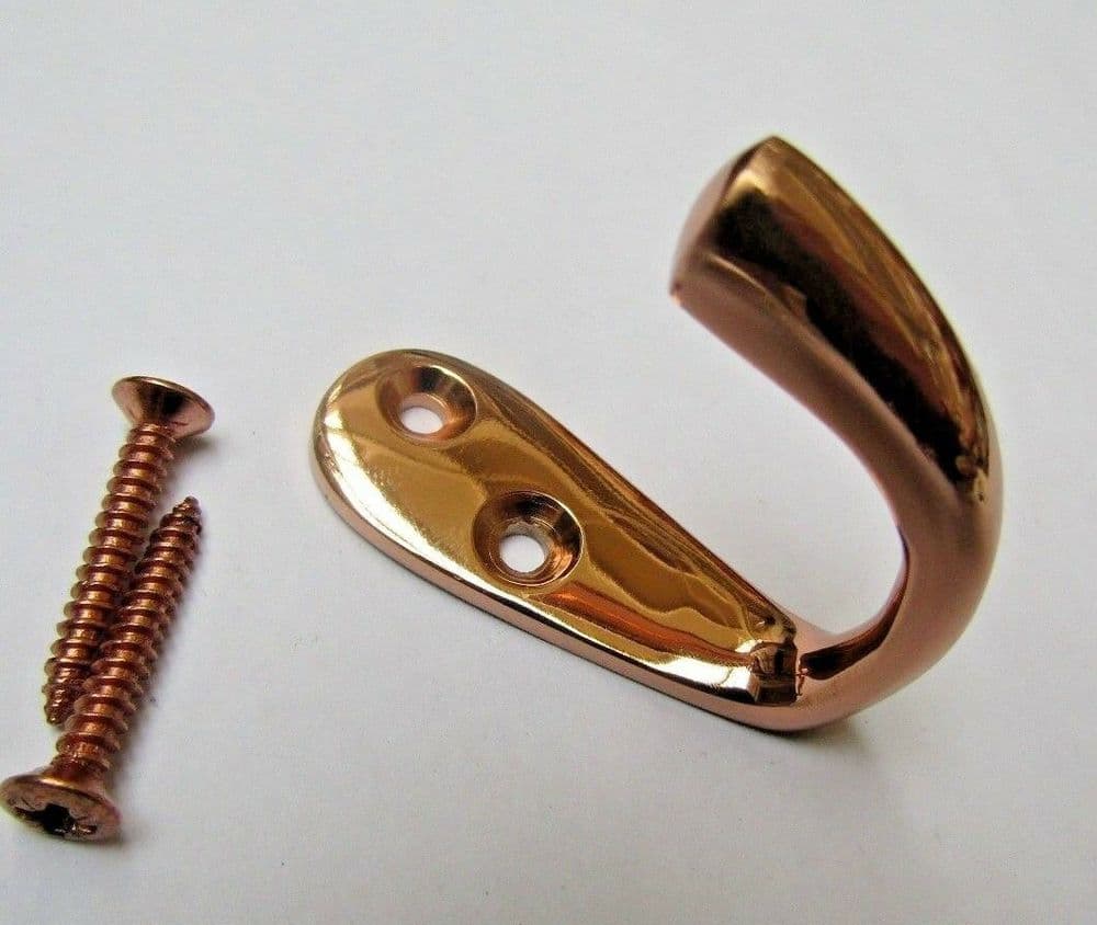 Single Robe Hook Polished Copper Copper