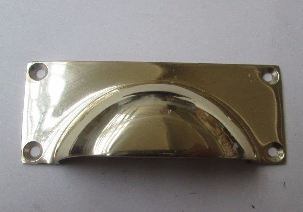 Small Rectangular Cup Handle Polished Brass
