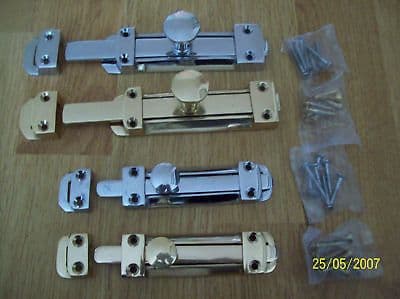 SOLID BRASS HEAVY DUTY DOOR SLIDE SHOOT BOLTS 2 SIZES