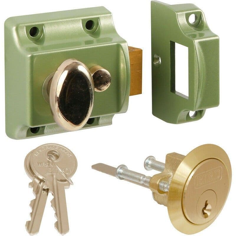 Traditional Rim Cylinder Narrow Night Latch Green