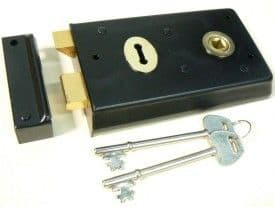 Victorian Style Double Handed Rim Lock/latch Black 5 5" X 3