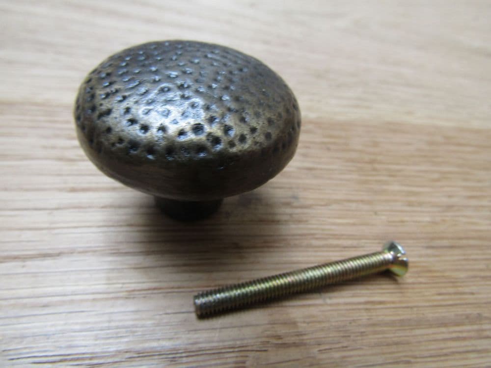 Warwick Mottled Beaten Cupboard Knob -Antique Brass