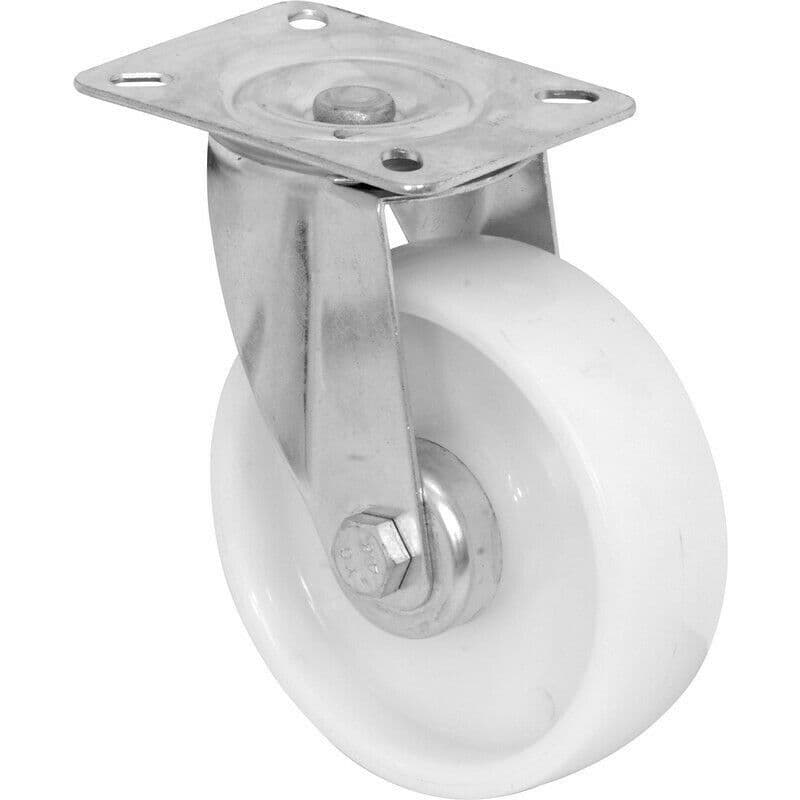 White Plastic Castor Wheel 100mm Swivel