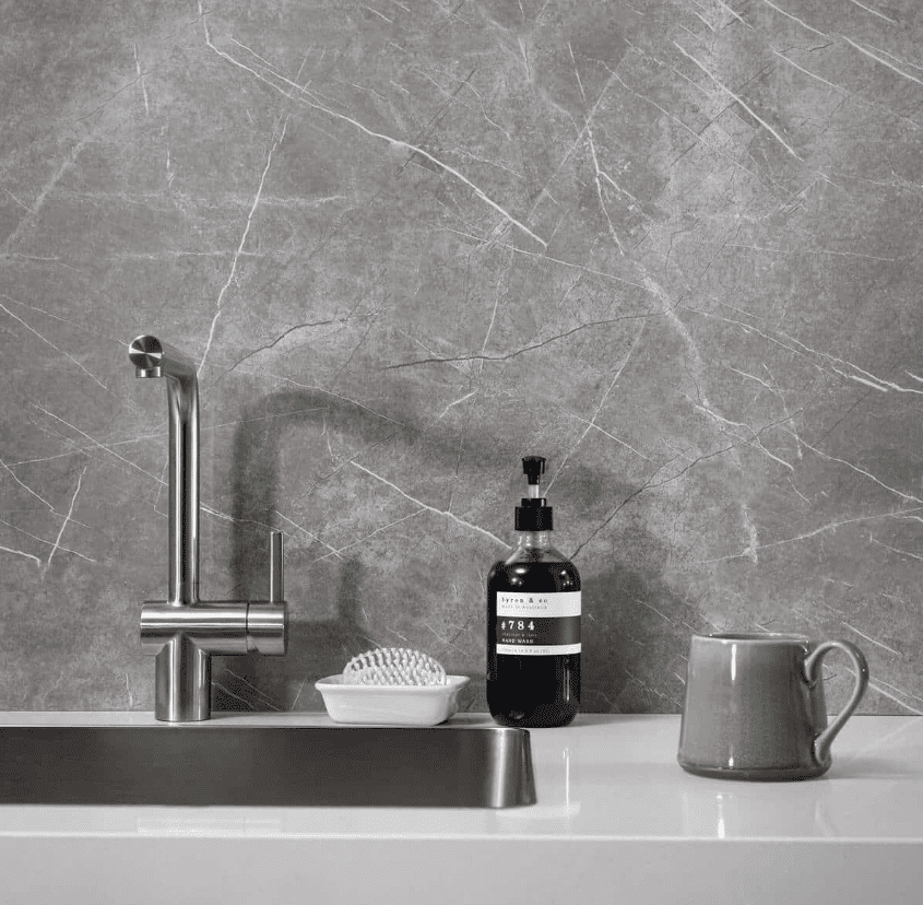 AluSplash Elements Satin Matt Splashback - Grey Marble - 3050mm x 750 x 4mm