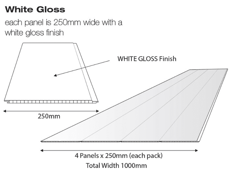 Ancona PVC Ceiling Panels - Single White - Gloss