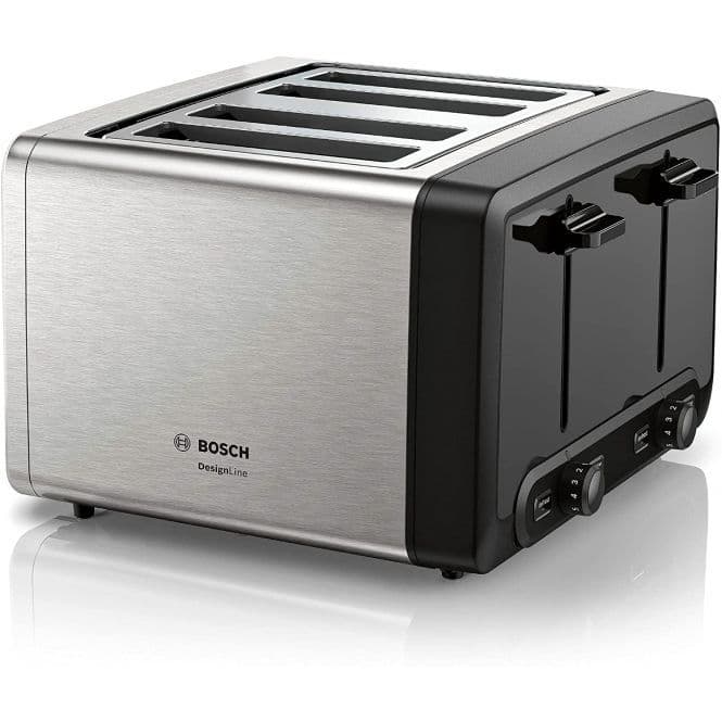 Bosch TAT4P440GB DesignLine 4 Slice Toaster - Stainless Steel
