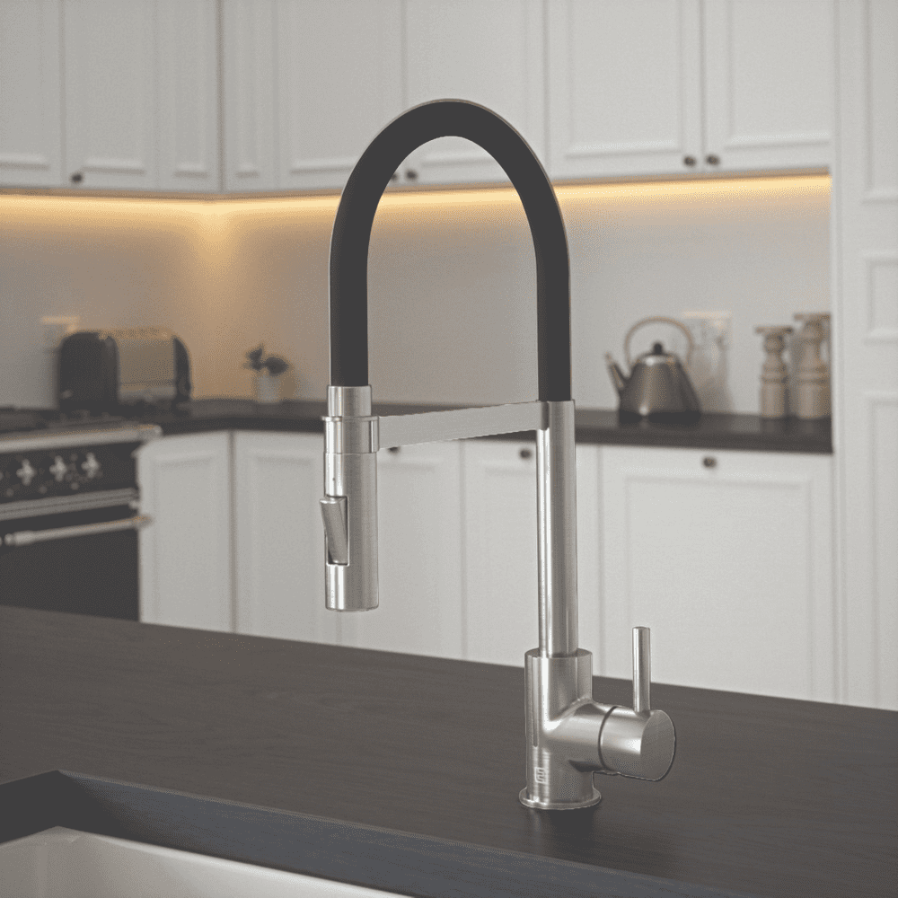 Essentials Vipera Flexible Pull-Out Spray Tap - Brushed Steel