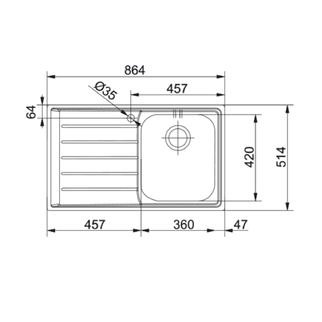 Franke Stainless Steel Sinks - Neptune Slim-Top Single Bowl Sink - NEX211