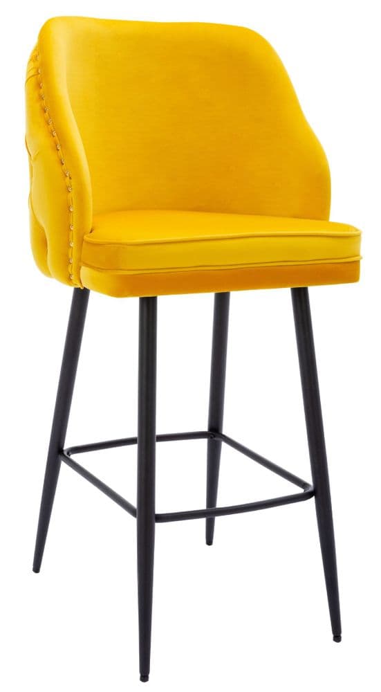 Mayfair Velvet Bar Stool - Mustard Yellow - 66cm