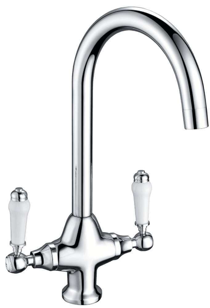 Monument Traditional Twin Lever Round Neck Mixer Tap Chrome MT340