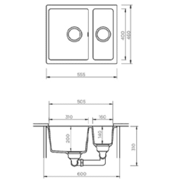 River Range - Salado - White Undermount One & a Half Bowl Granite Sink ...