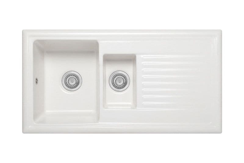 River range - Webburn - Ceramic White Inset Sink One and Half Bowl 1010 ...