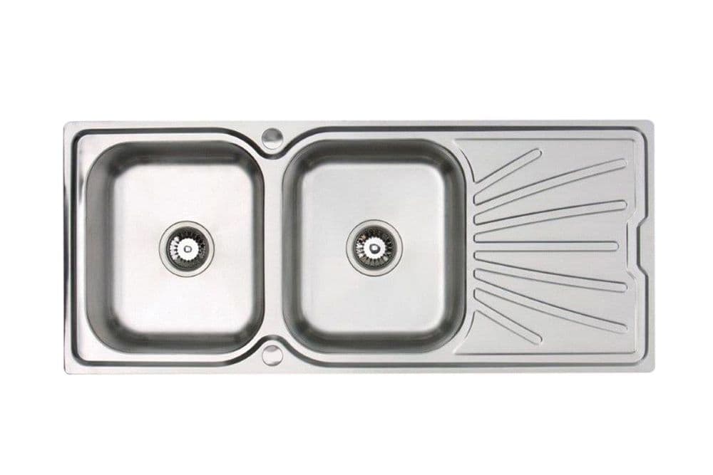 River range - Yarrow Brushed Steel Sink - Double bowl - 1160mm x 500mm