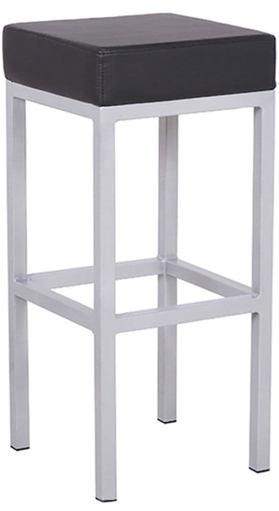 Supreme Cube Bar Stool Collection - Black Faux-Leather