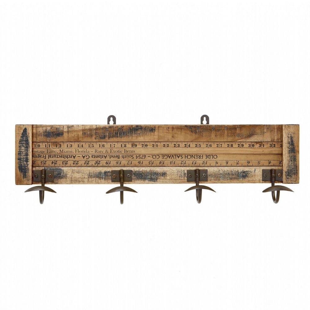 Vintage Wooden Ruler Coat Rack