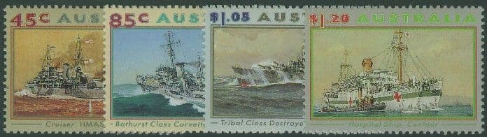 Australian Stamps SG1397-400 Second World War Naval Vessels set of 4