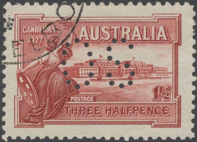 Australian Official Stamp (OS) SG O112 1927 1½d Canberra (AOG/864)