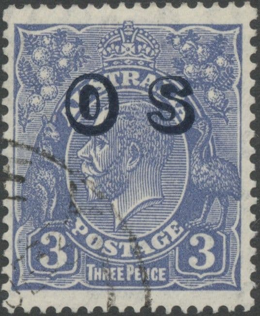 Australian Official Stamp (OS) SG O131 3d Ultramarine King George V ...