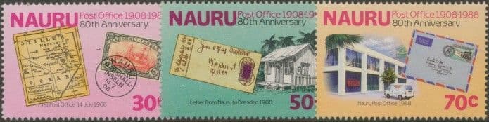 Nauru Stamps 1988 SG362-4 80th Anniversary of Nauru Post Office set of 3
