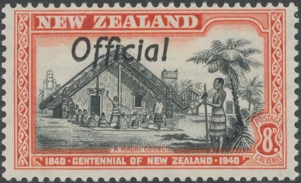 New Zealand Stamp Official SGO149 8d. Centennial, blk and red, optd ...