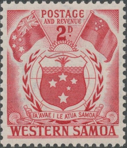 Samoa Stamps 1952 SG221 2d. Seal of Samoa, carmine-red