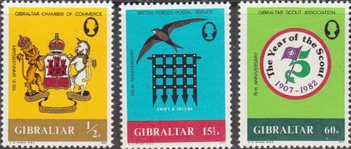 Stamps Gibraltar 1983 Fortress Set Fine Mint