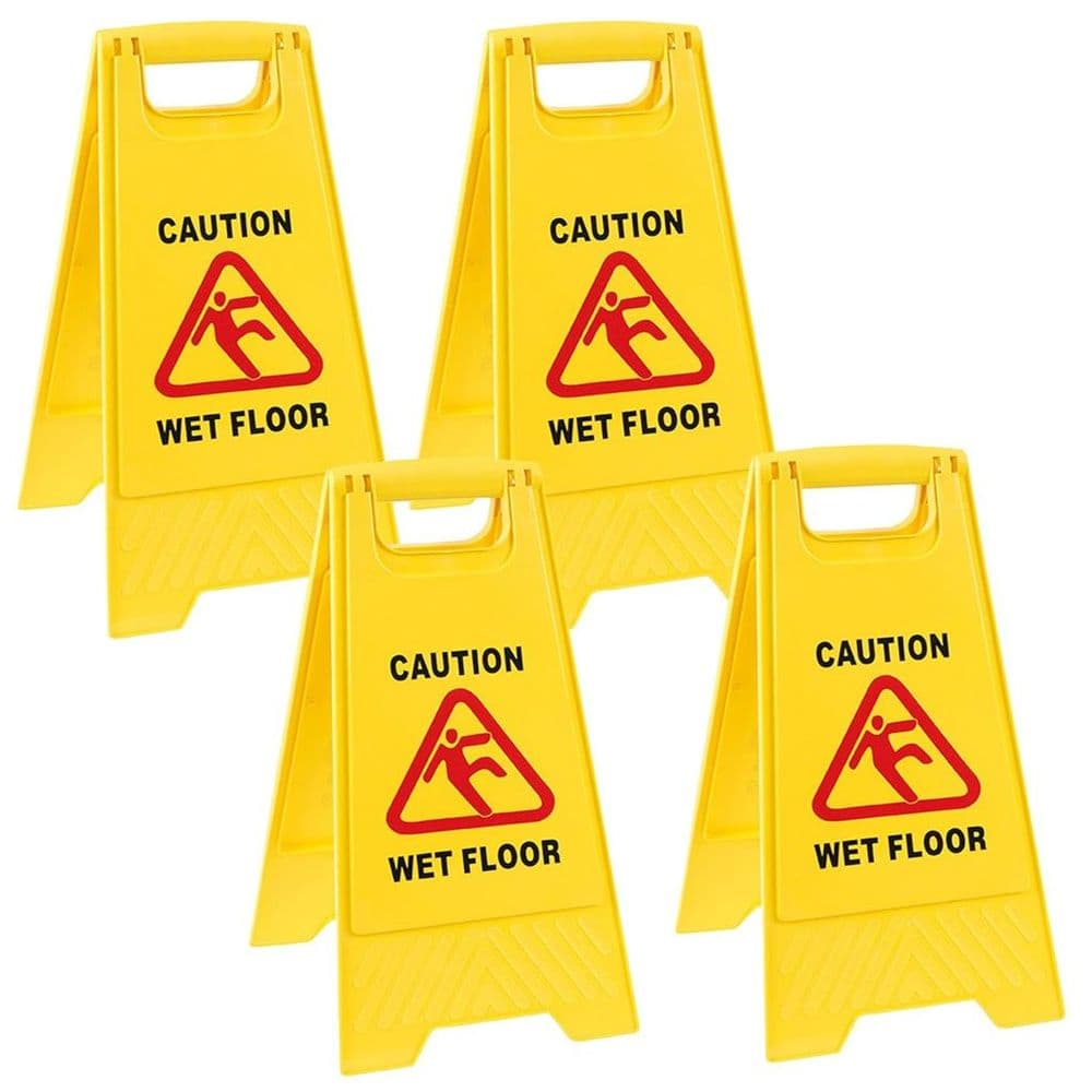 A Frame Double Sided Yellow Wet Floor Warning Sign