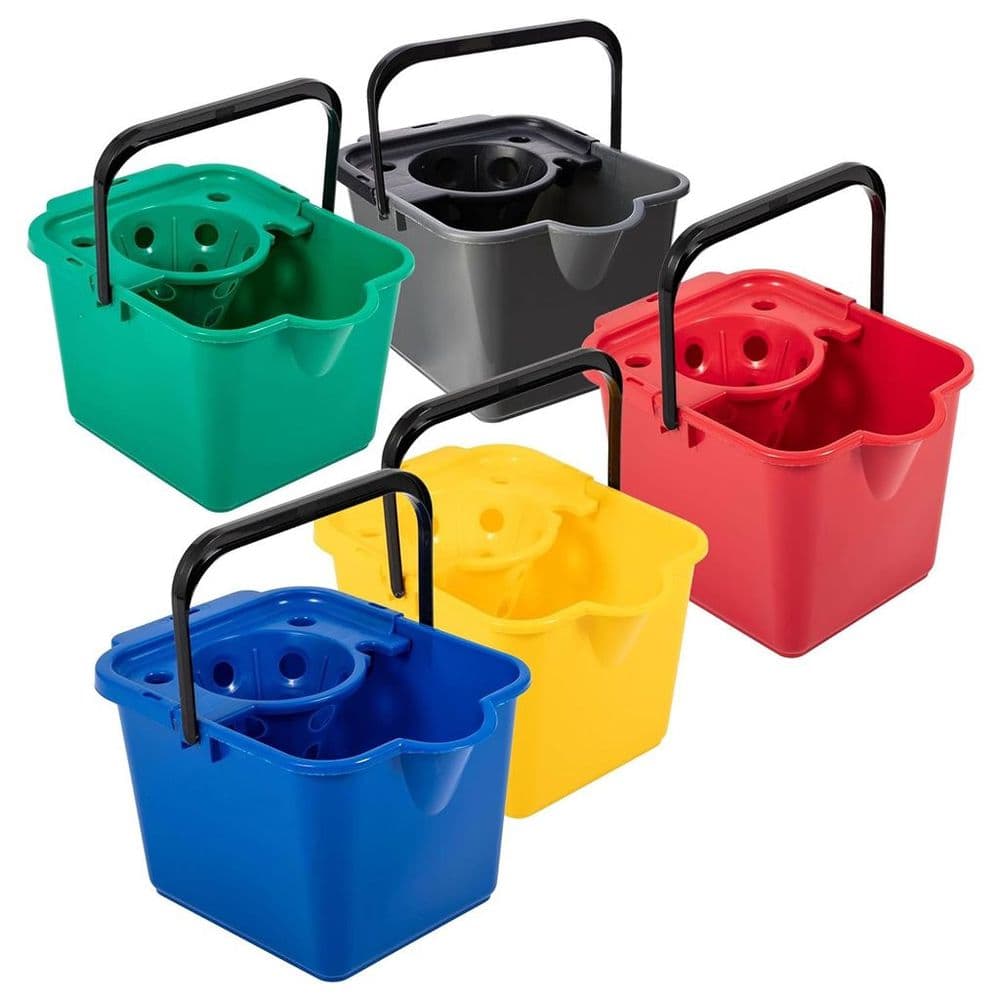 12L Plastic Mop Bucket Only With Wringer Coloured Buckets With Lip For ...