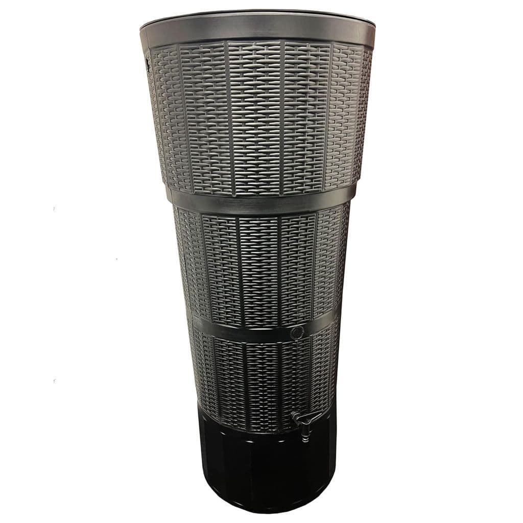 150L Rattan Wicker Effect Water Butts Rain Water Collector Complete ...