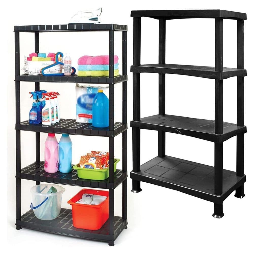 4 & 5 Tier Plastic Shelving Units Great For Storage Home & Garage