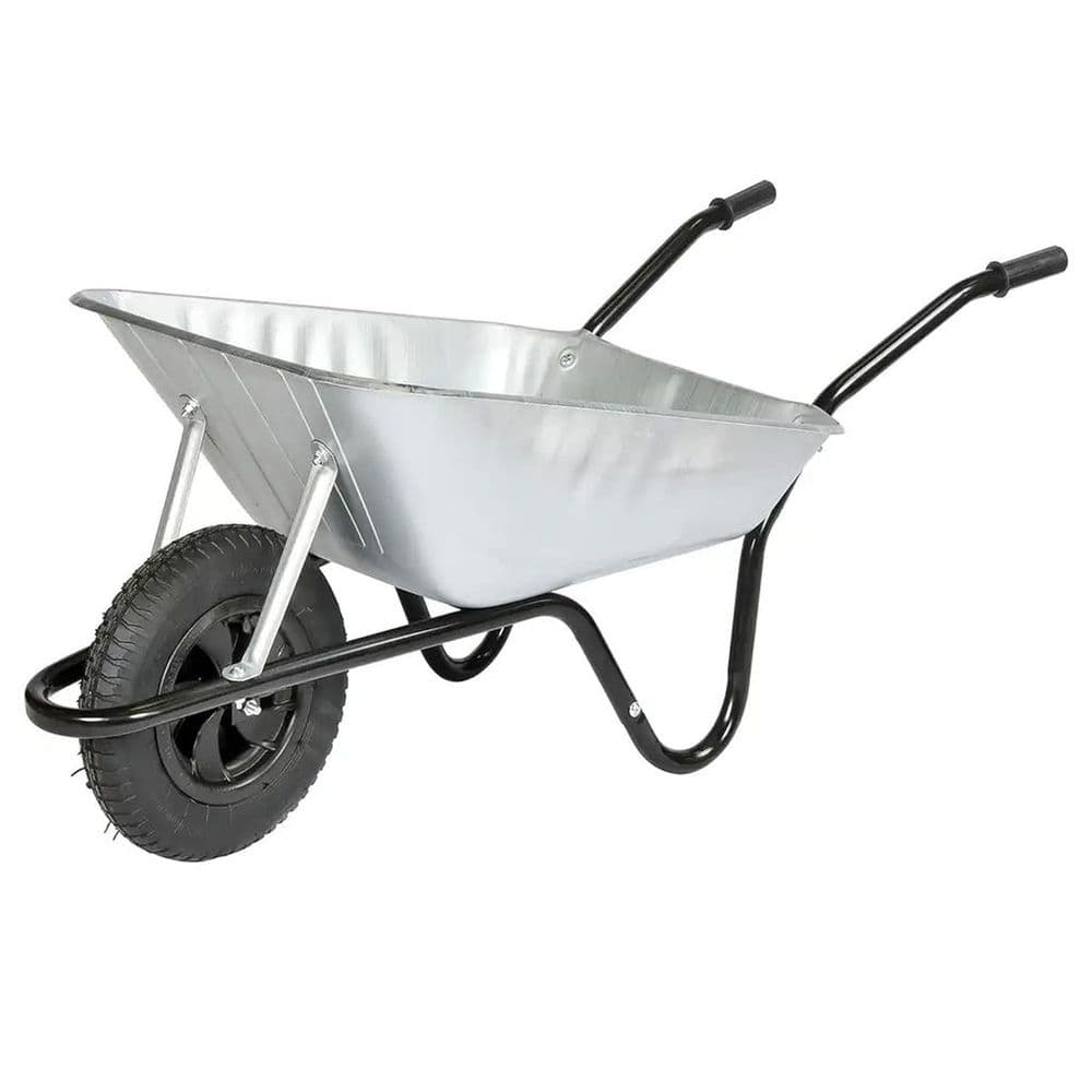 85L Galvanized Heavy Duty Sturdy Steel Wheelbarrow With Pneumatic Tyre