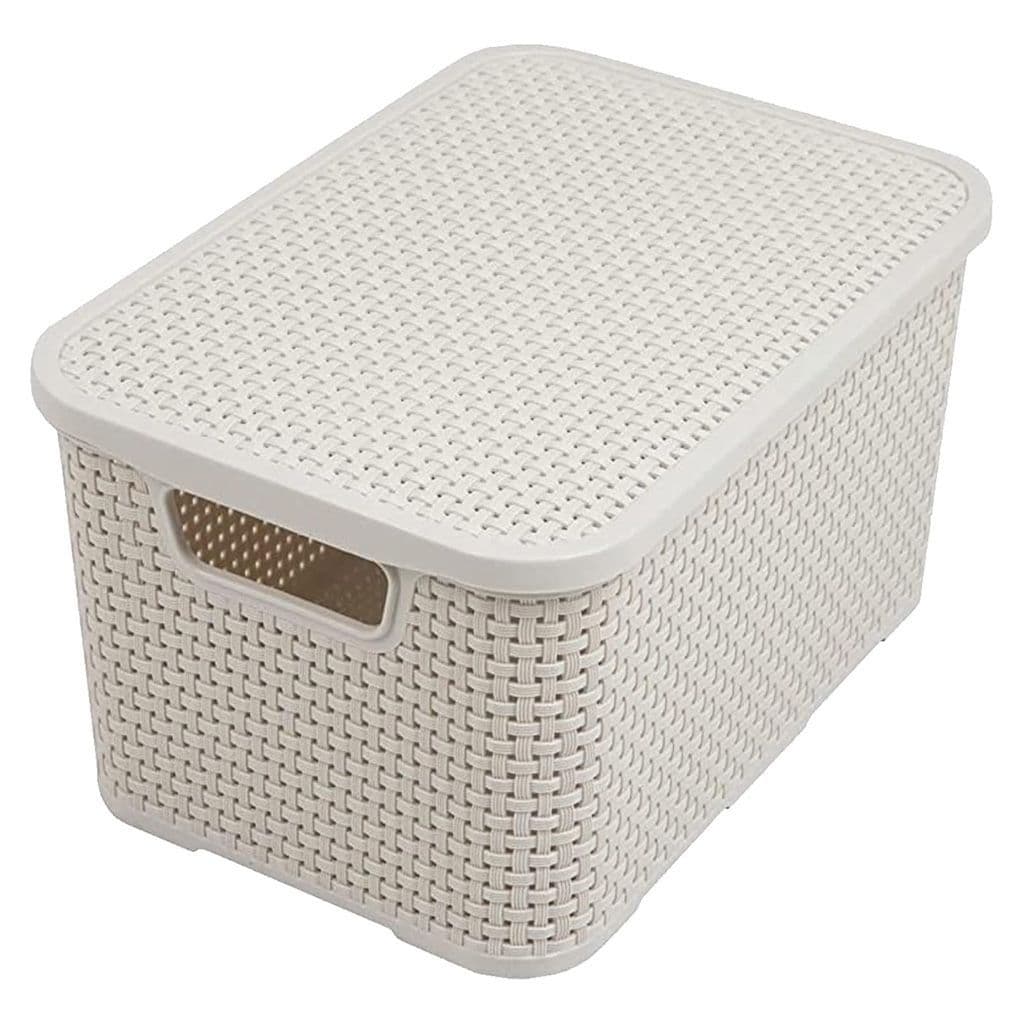 Nature Inspired Home & Office Rattan Effect Storage Baskets With Lids