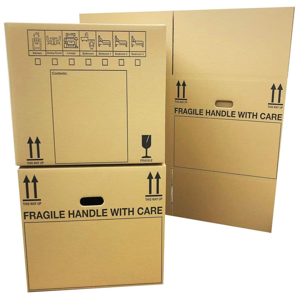 Printed Removal 21 x 21 x 16 Cardboard Boxes With Checklist & Handles