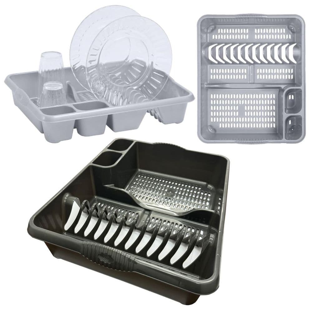 Silver or Black Large Dish Drainer With Integral Handles