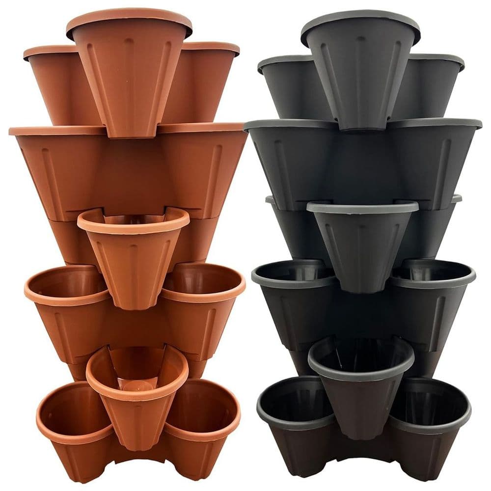 Strawberry Tri-Pot Stacking Planters For Flowers & Plants